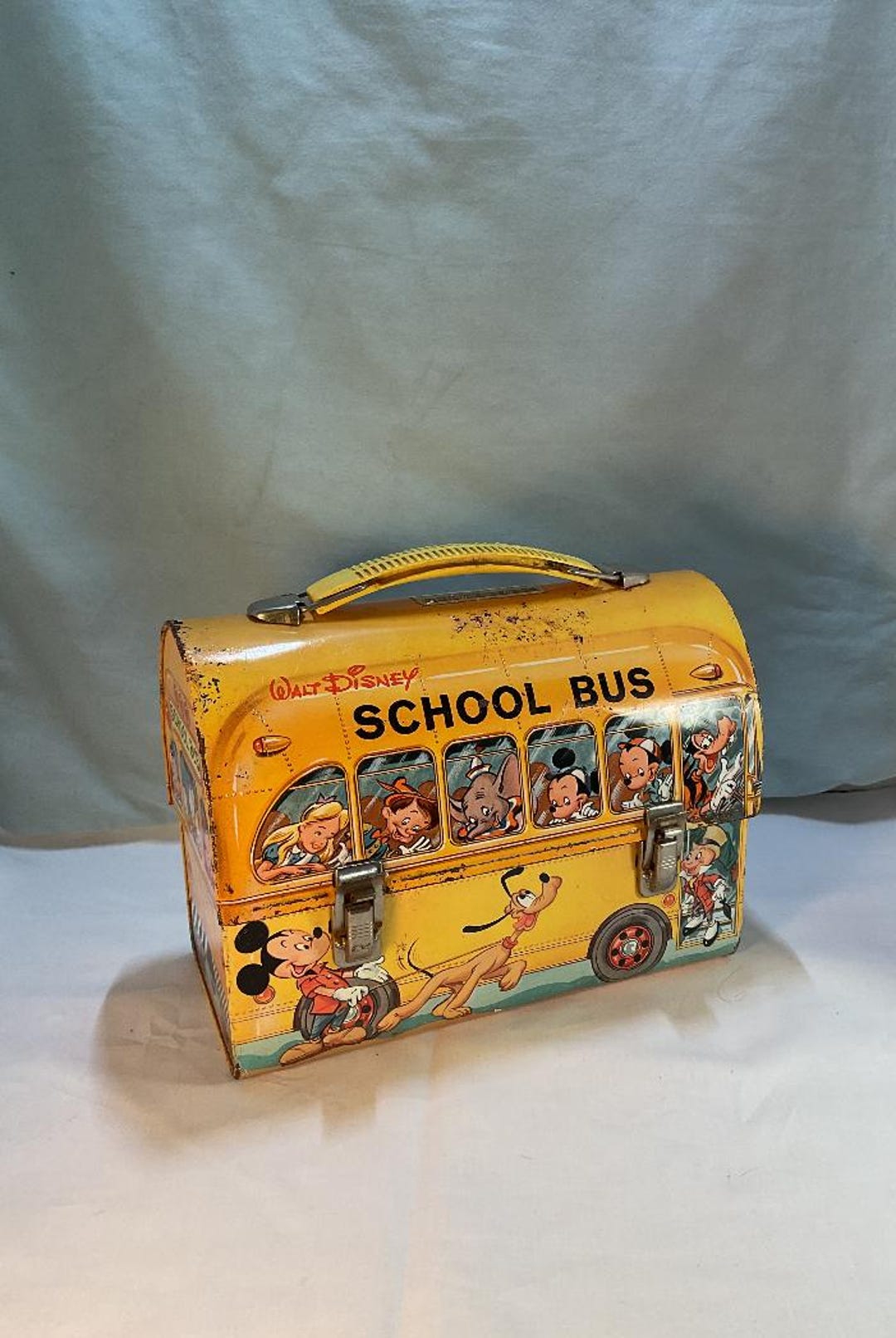 Vintage 1960's Aladdin Walt Disney School Bus Lunchbox With Thermos and ...