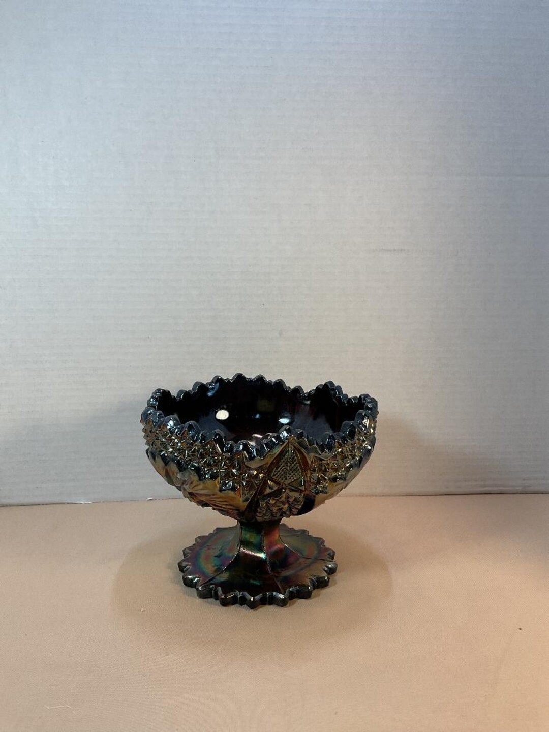 Fenton Carnival Glass Starburst Pattern Footed Bowl. - Etsy