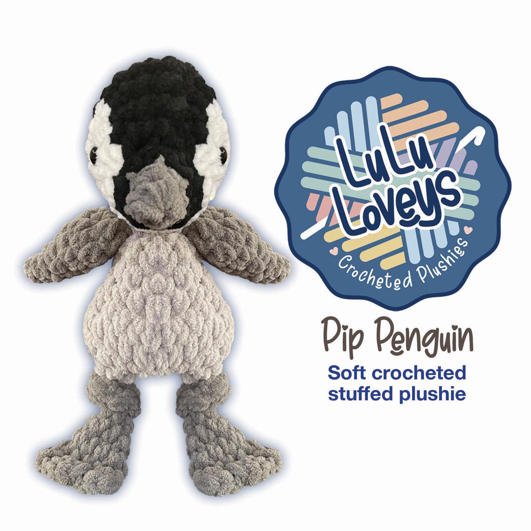 Pip Penguin, Crochet Plushie, Lovey, 12” Long - Etsy
