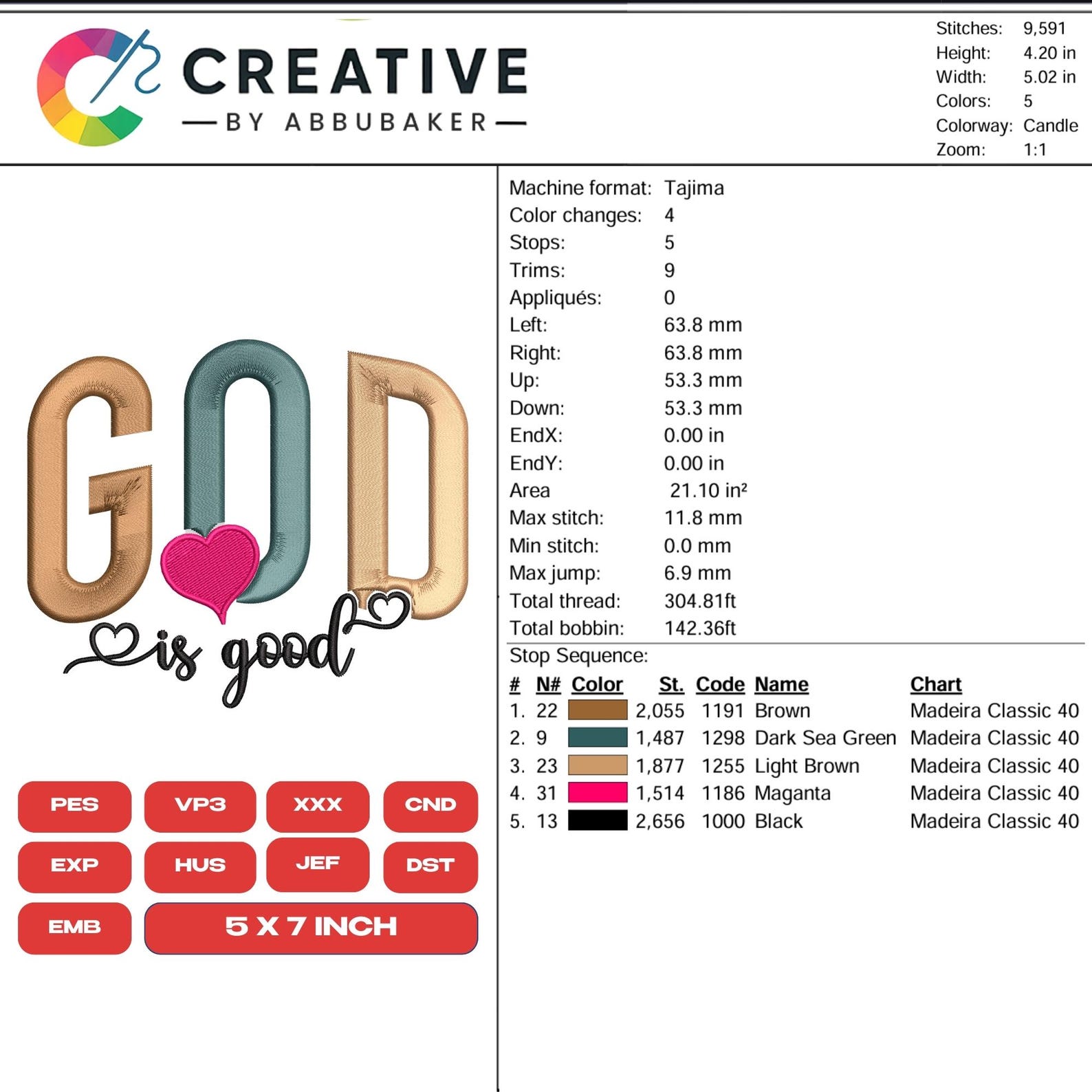 God is Good – Christian Machine Embroidery Design • Faith Quote ...