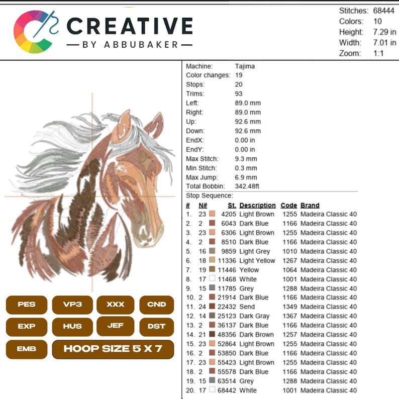 Horse Head Machine Embroidery Design (digital Download) - Etsy