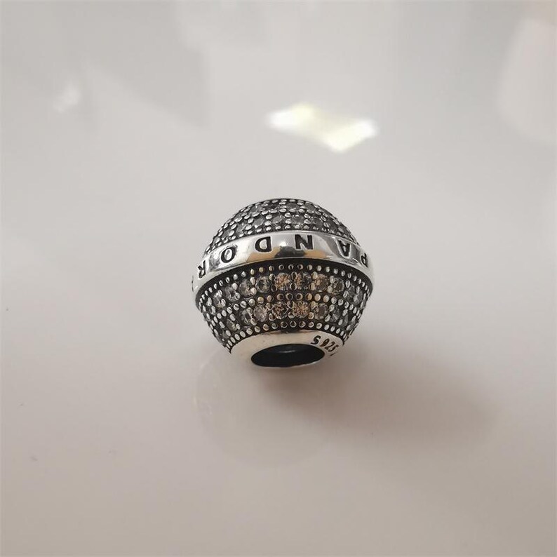 Pandora 925 Ale Silver Pave & Logo Charm Pendant - Etsy