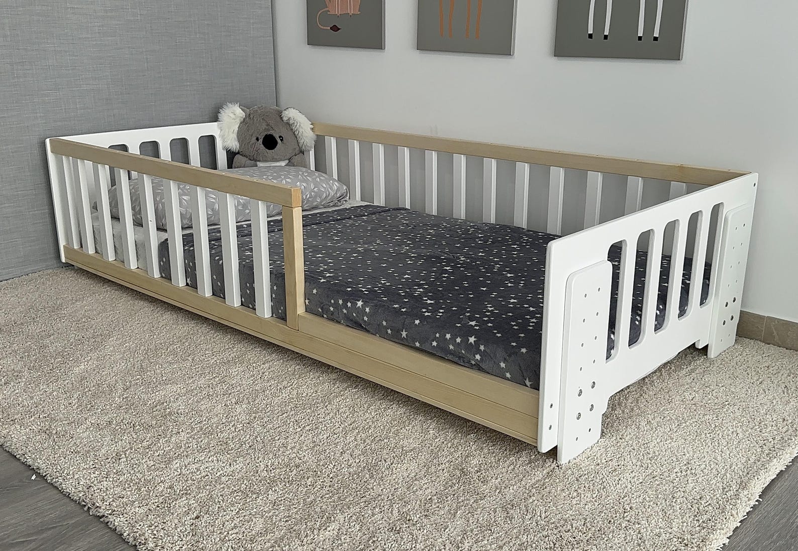 Adjustable Toddler Bed | Kids Floor Bed With 6 Height Options | Modern ...