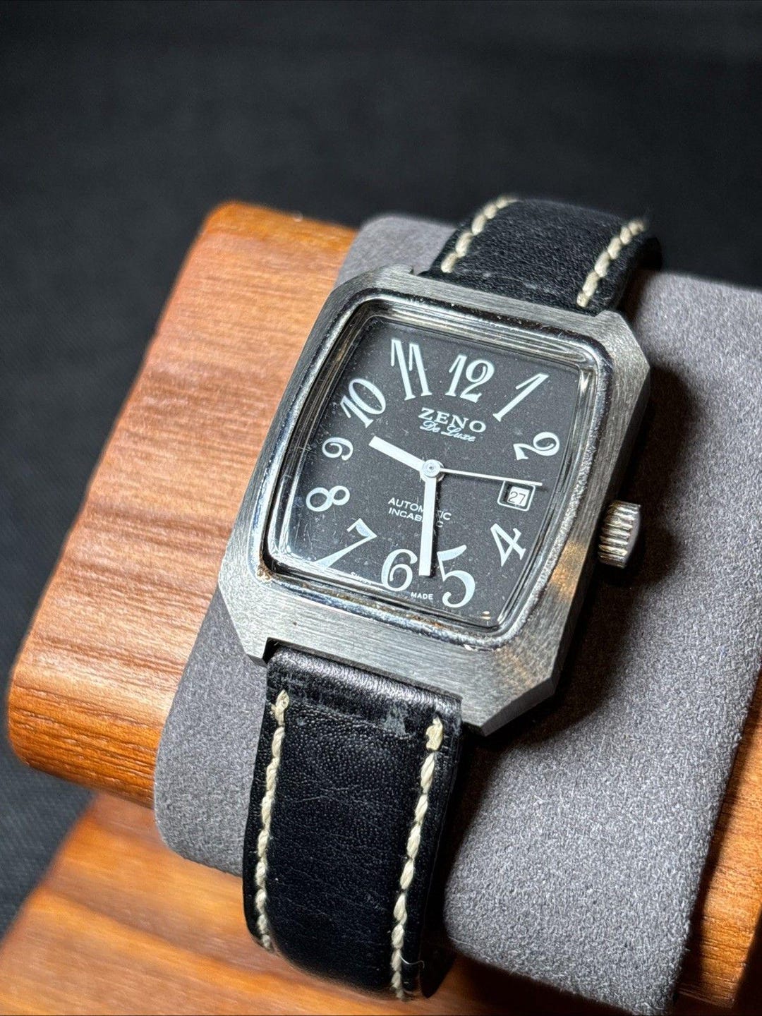 Vintage 1970's Zeno Deluxe Automatic Incabloc Watch Leather Band - Etsy