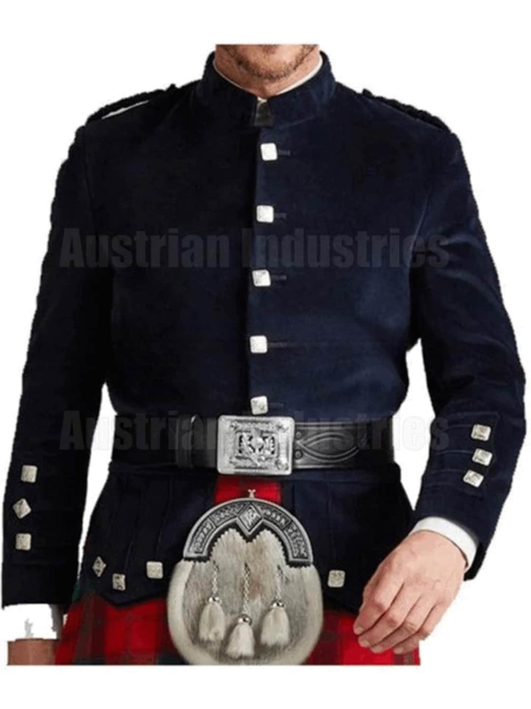 Navy Blue Velvet Kenmore Doublet Jacket | Scottish Kilt Wedding Jacket ...