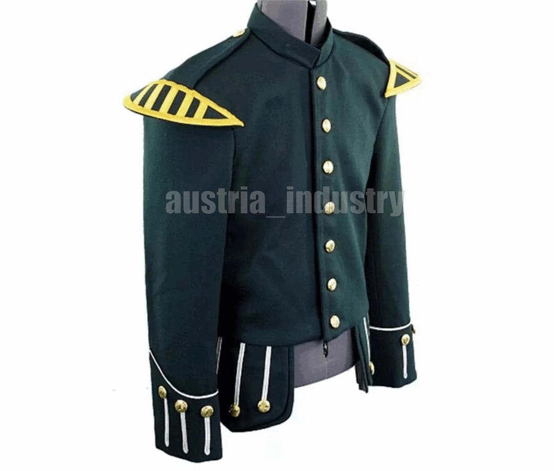 Scottish Light Green Wool Doublet Jacket | Military Piper Drummer ...
