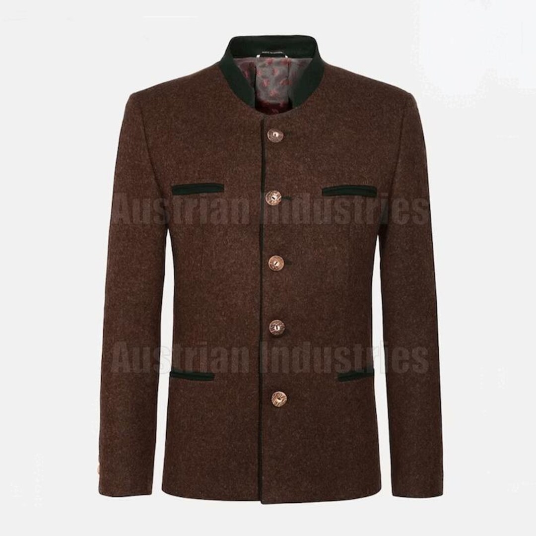 German Bavarian Men's Brown Jacket | Tyrol Loden Austrian Wool Jacket ...