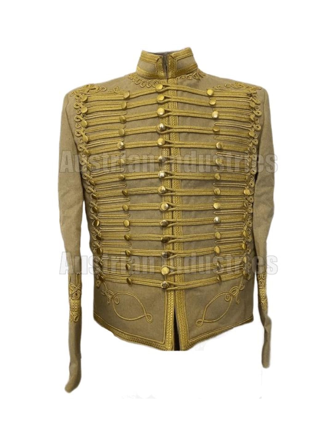 Men's Beige Military Hussar Uniform Tunic Pelisse Jimi Hendrix Jacket ...