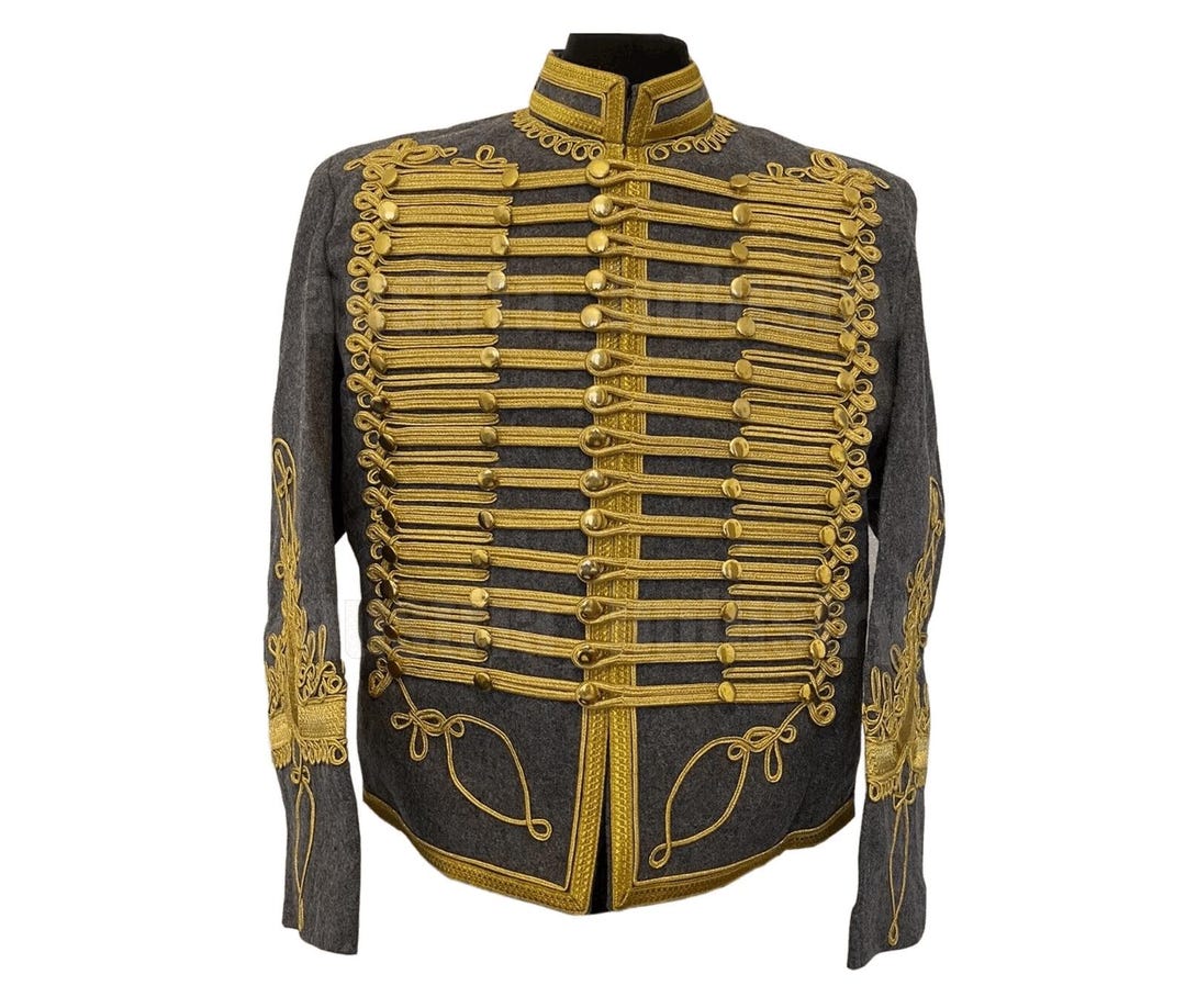 Grey Military Hussar Uniform Tunic Pelisse Jimi Hendrix Jacket ...