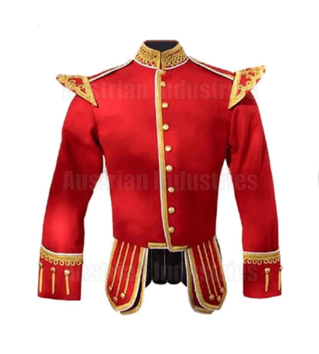 Scottish Red Fancy Military Doublet Wool Jacket | Red Doublet With Gold ...