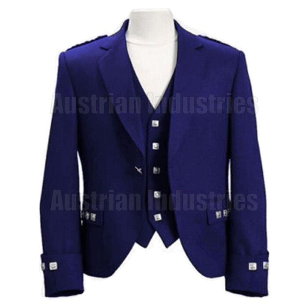 Scottish Men's Royal Blue Argyle Jacket | Kilt Jacket With 5 Buttons ...