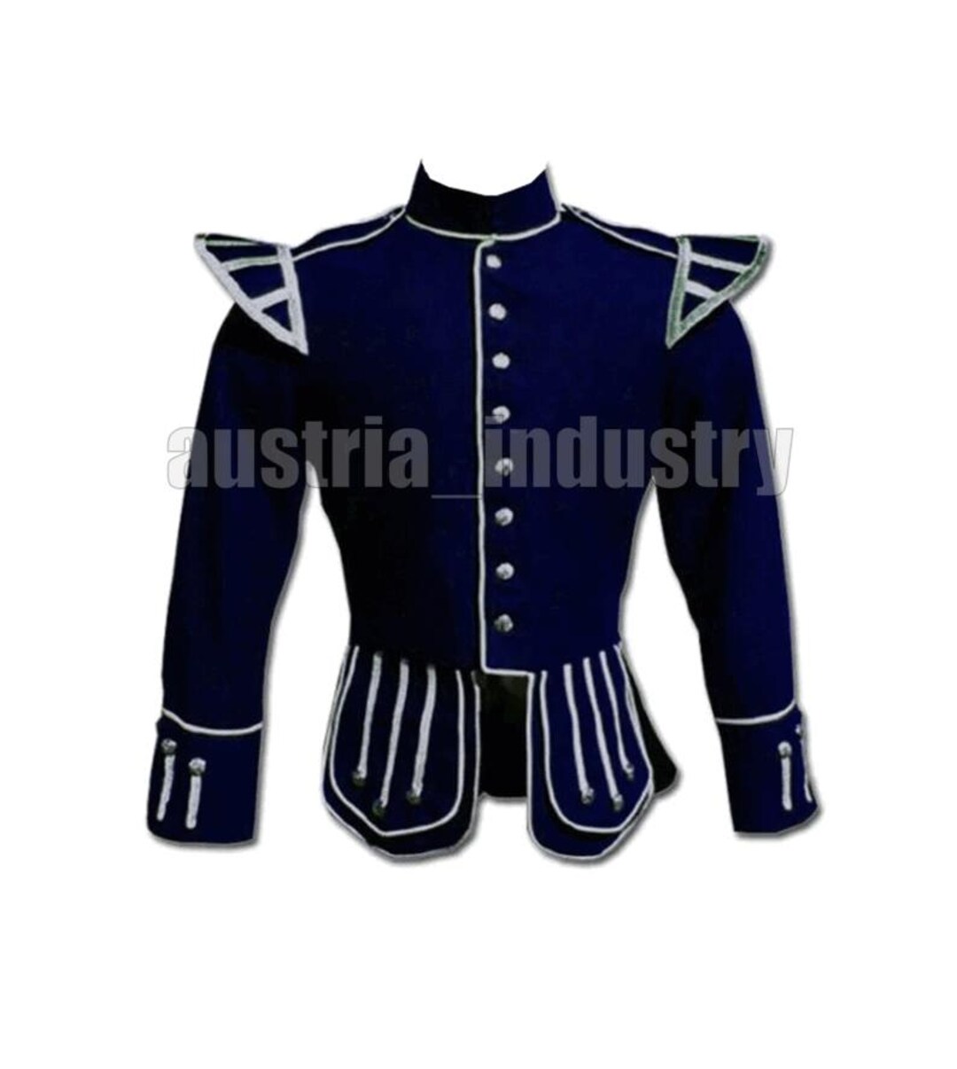 Scottish Royal Blue Wool Doublet Jacket | Military Piper Drummer ...