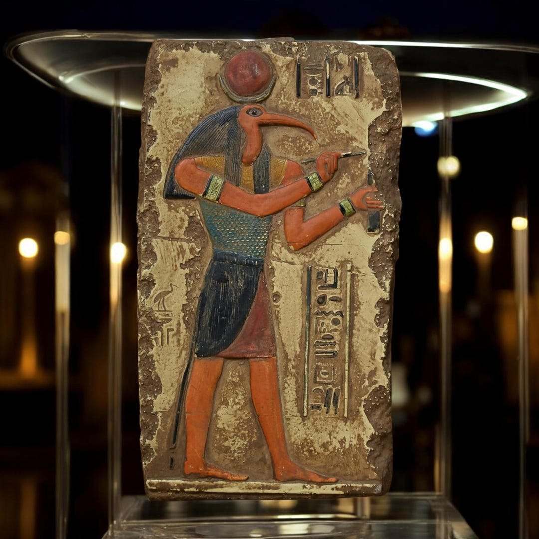 Rare Ancient Egyptian God Thoth Wall Relief - Antique Djehuti Statue ...