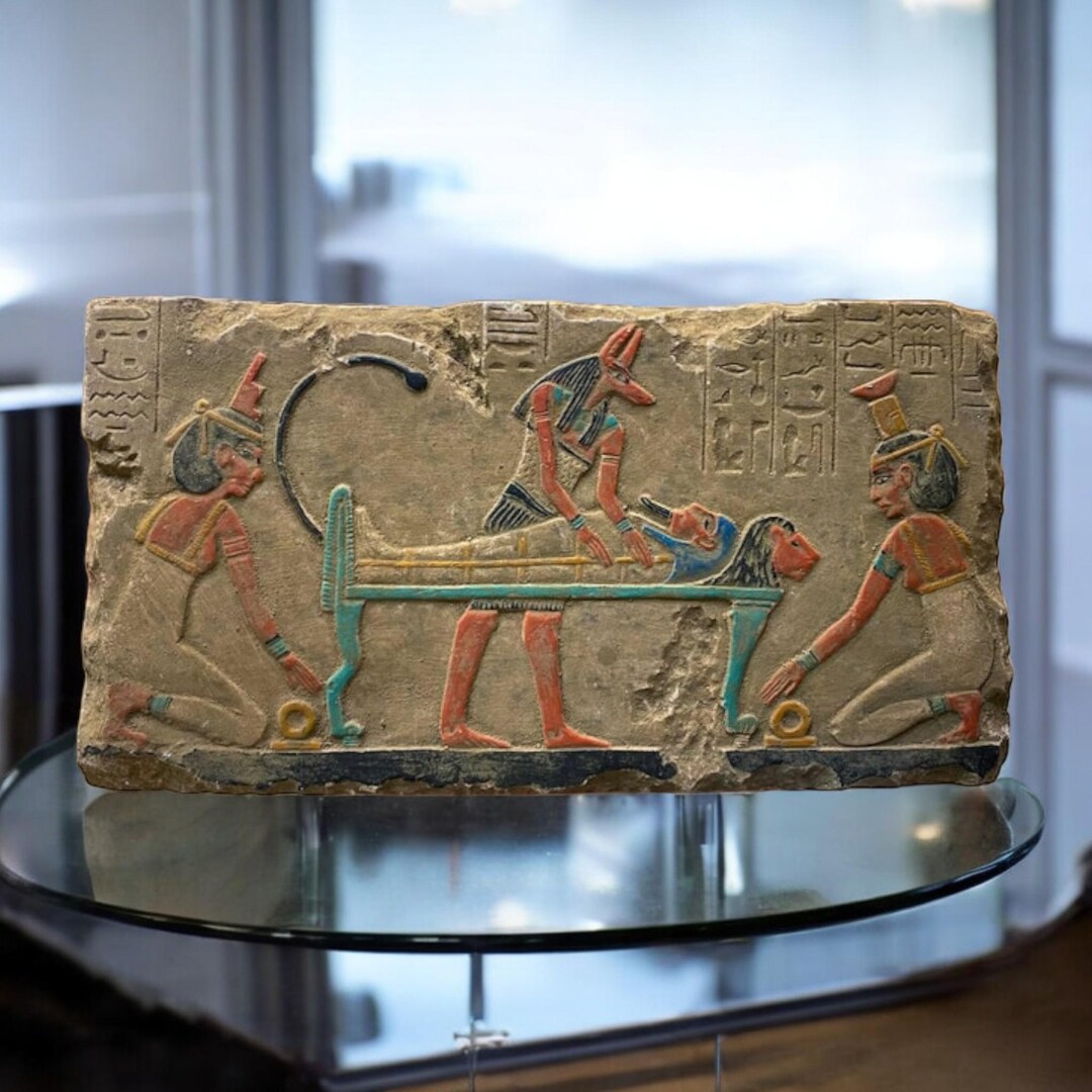 Rare Ancient Egyptian Anubis Wall Relief - Jackal God Anubis Painting ...