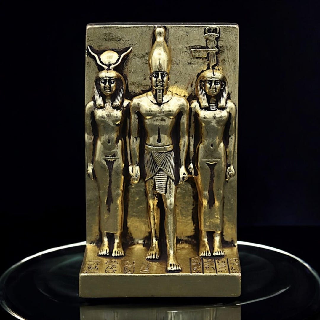 Rare Ancient Egyptian Menkaure Triad Statue – Pharaoh, Hathor & Queen ...