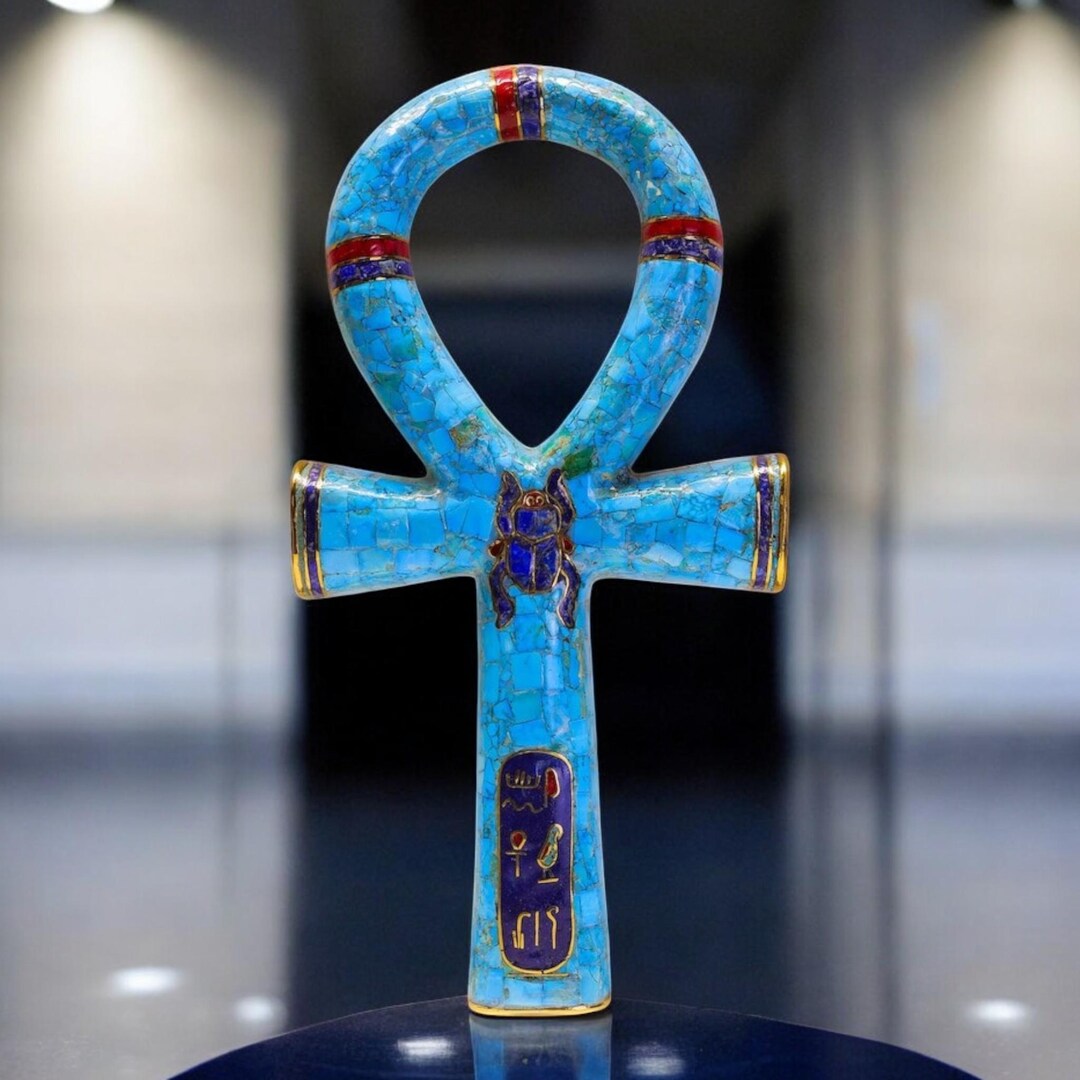 Rare Ancient Egyptian Ankh Key of Life With Scarab Authentic Handmade ...