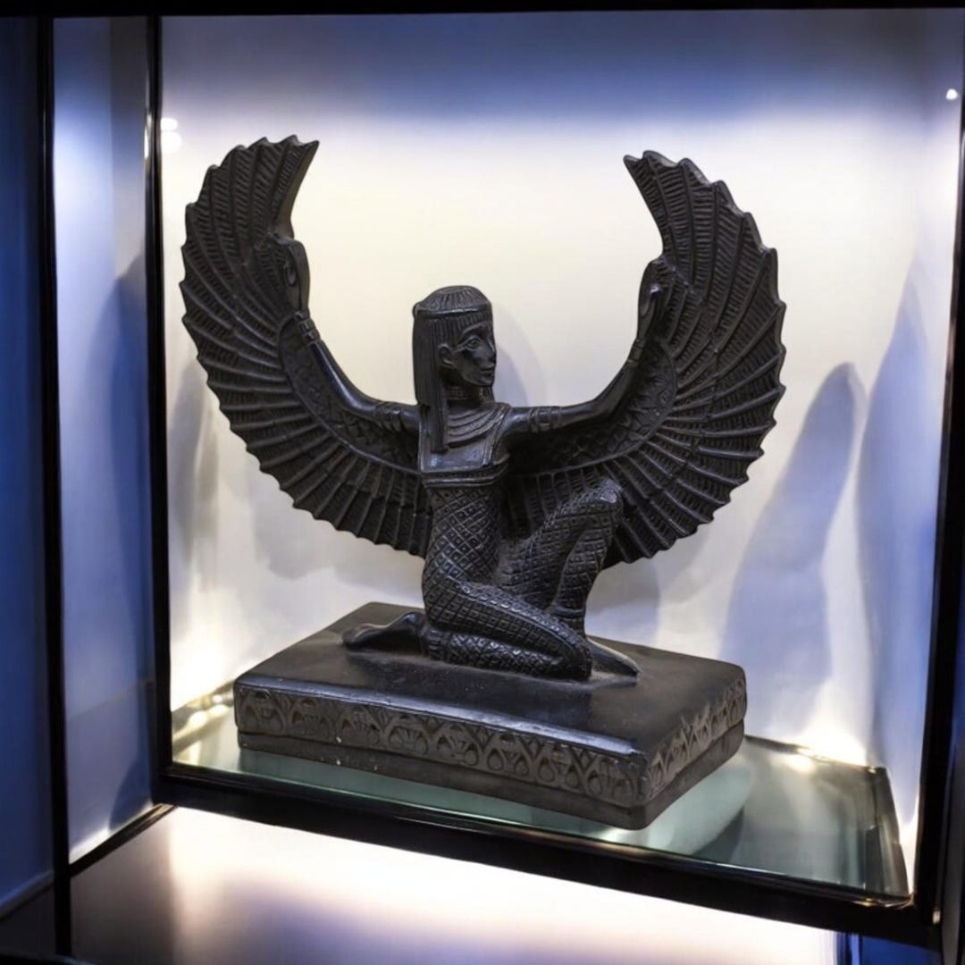 Rare Ancient Egyptian ISIS Goddess Statue Winged Protection Altar ...