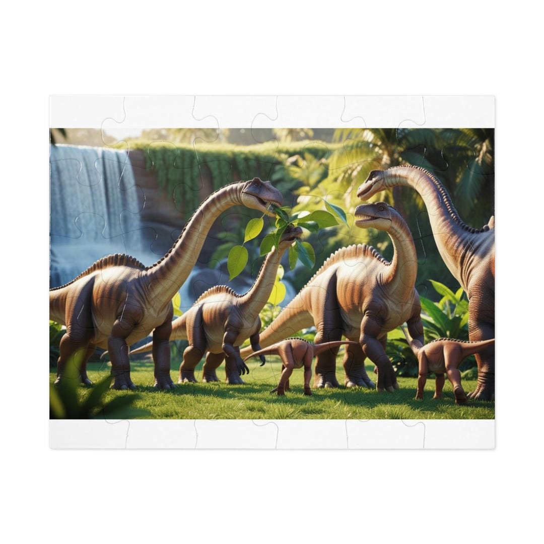 Jigsaw Puzzle, Kid's 30-piece Brontosaurus Family Puzzle in Tin Box ...