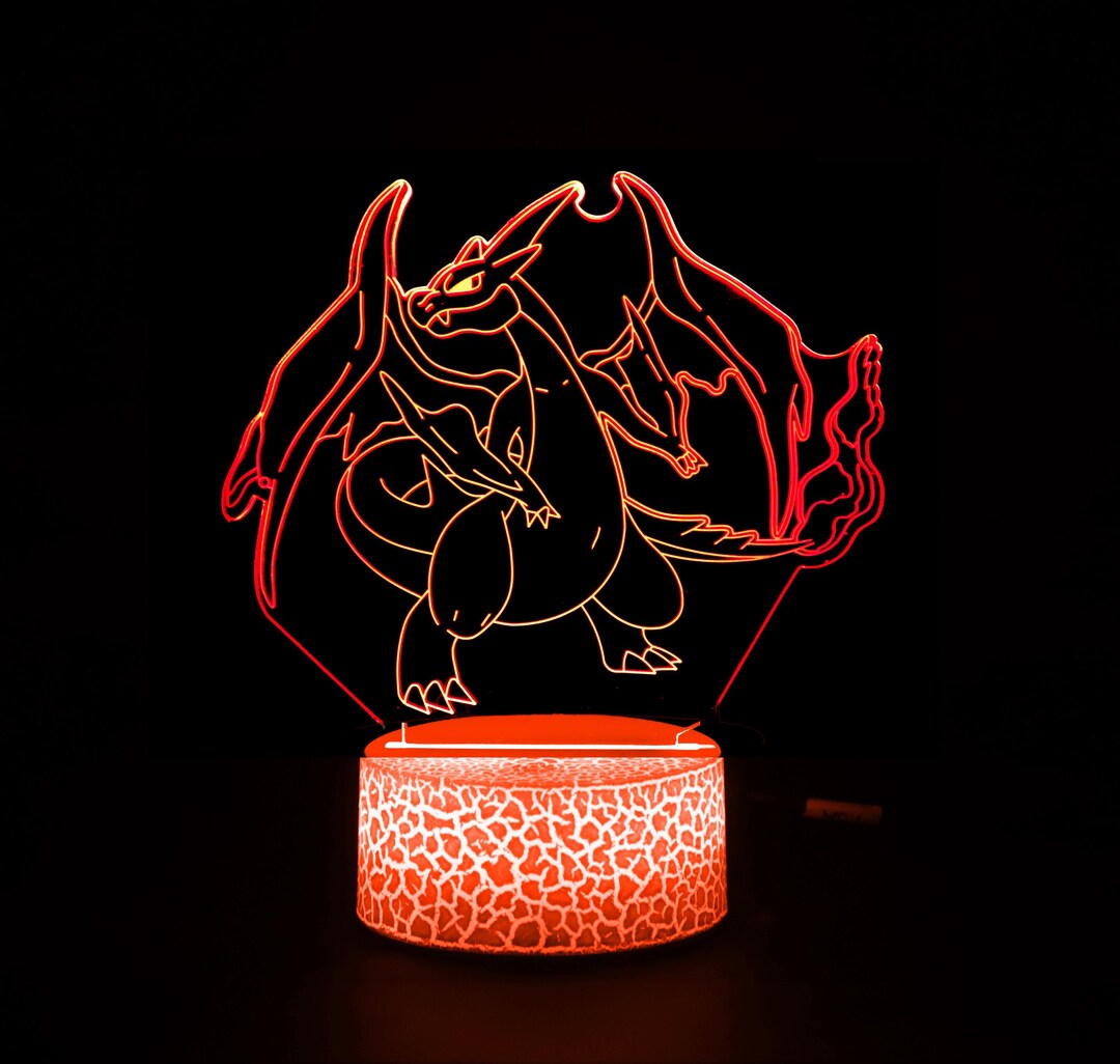 Custom Made - Pkmn Mega Charizard Y Plate Lamp / Night Light - Multi ...