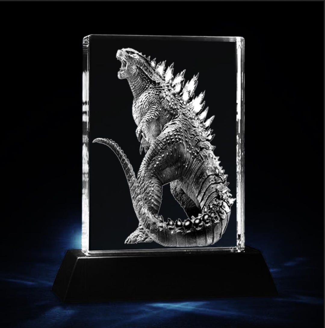 Custom Made - Godzilla LED Laser Engraved White Light up Picture Plaque ...