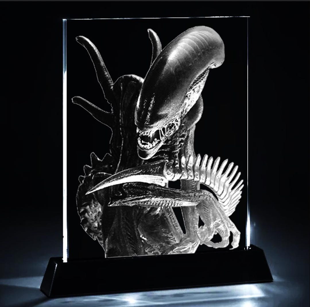 Custom Made - Alien Xenomorph LED Laser Engraved White Light up Picture ...
