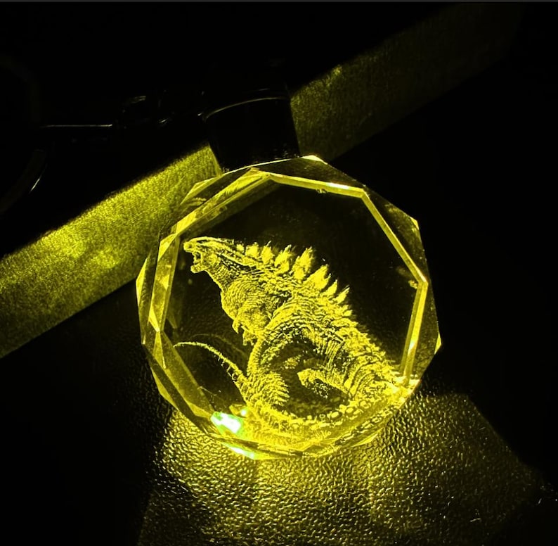 Godzilla - LED Color Changing K9 Crystal Keychain - 7 Colors W Gift Box ...