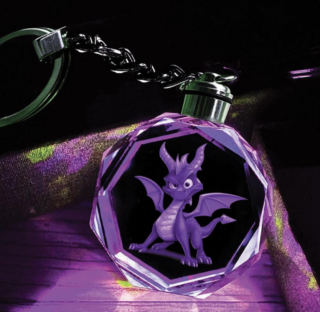 Custom Hand Made - Spyro the Dragon LED Color Changing K9 Crystal ...