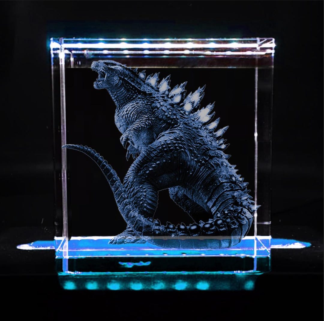 Custom Made - 3D Godzilla LED Laser Engraved Color Changing Crystal ...