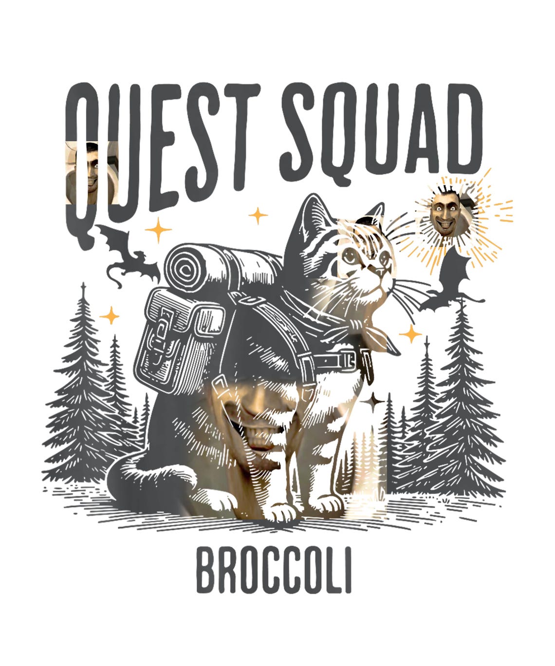 Quest Fantasy Squad PNG, Funny Broccoli Cat Digital File, RPG Gamer ...