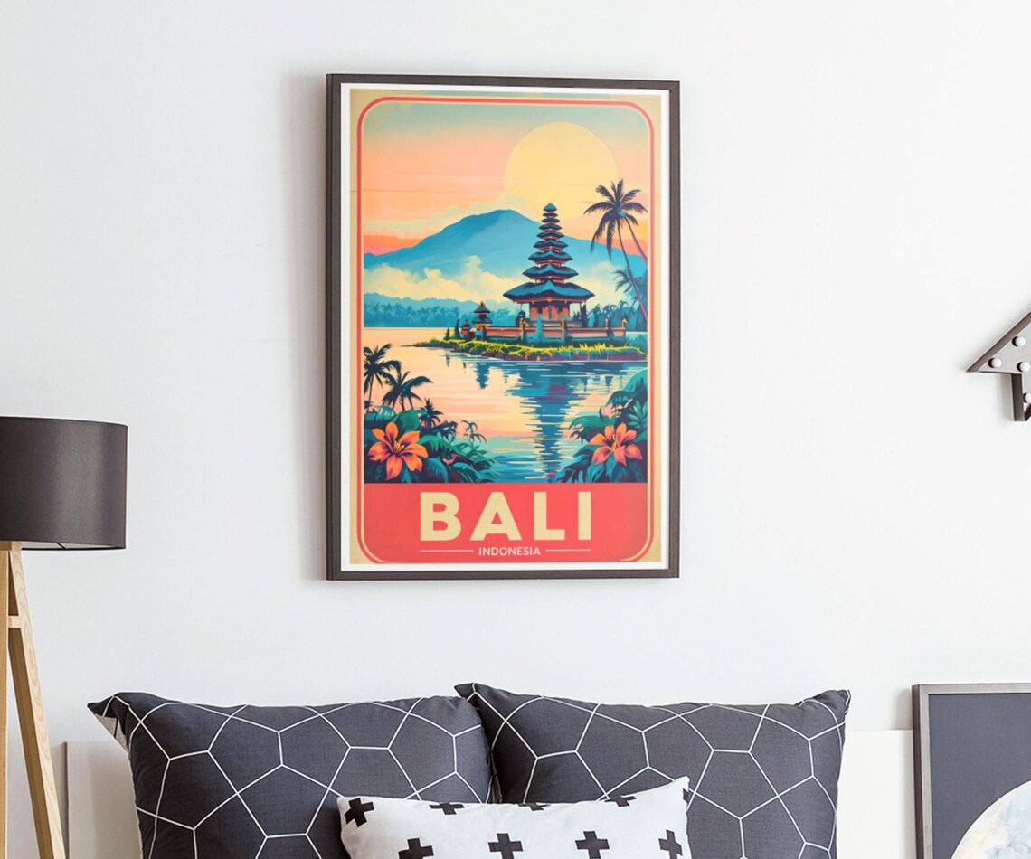 Bali Travel Poster - Tropical Indonesia Wall Art, Island Paradise Decor ...