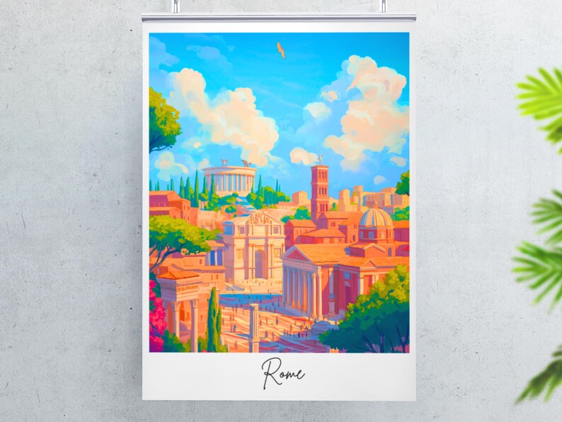 Ancient Rome Landmarks Poster - Vintage City Print, Roman Empire Wall ...