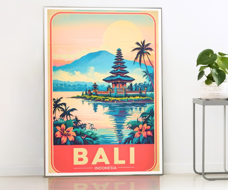 Bali Travel Poster - Tropical Indonesia Wall Art, Island Paradise Decor ...