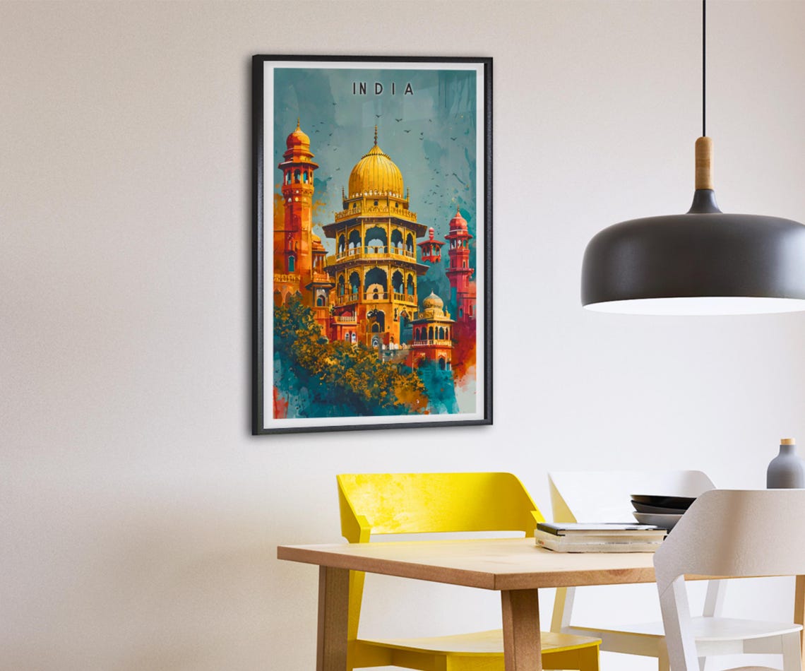 Vintage India Travel Poster: Retro Indian Landmark Wall Art - Etsy