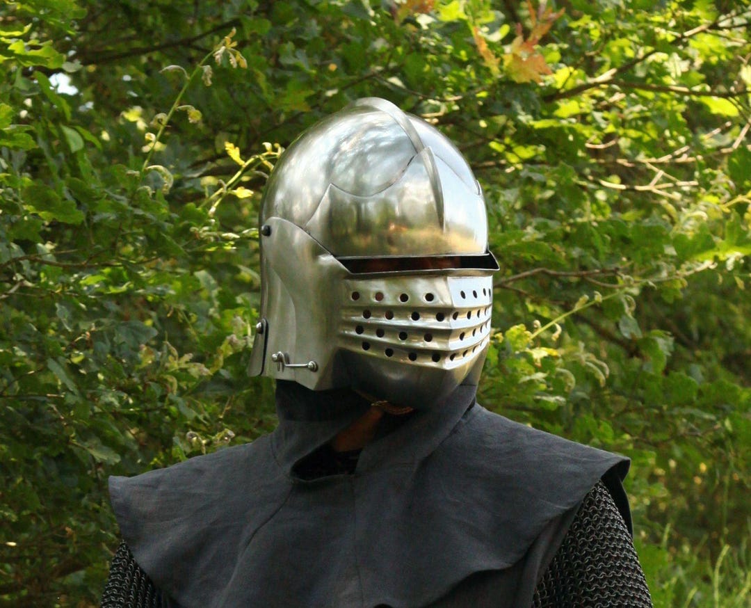 Handcrafted Italian Bellows Face Sallet Helmet | Helmet for LARP ...