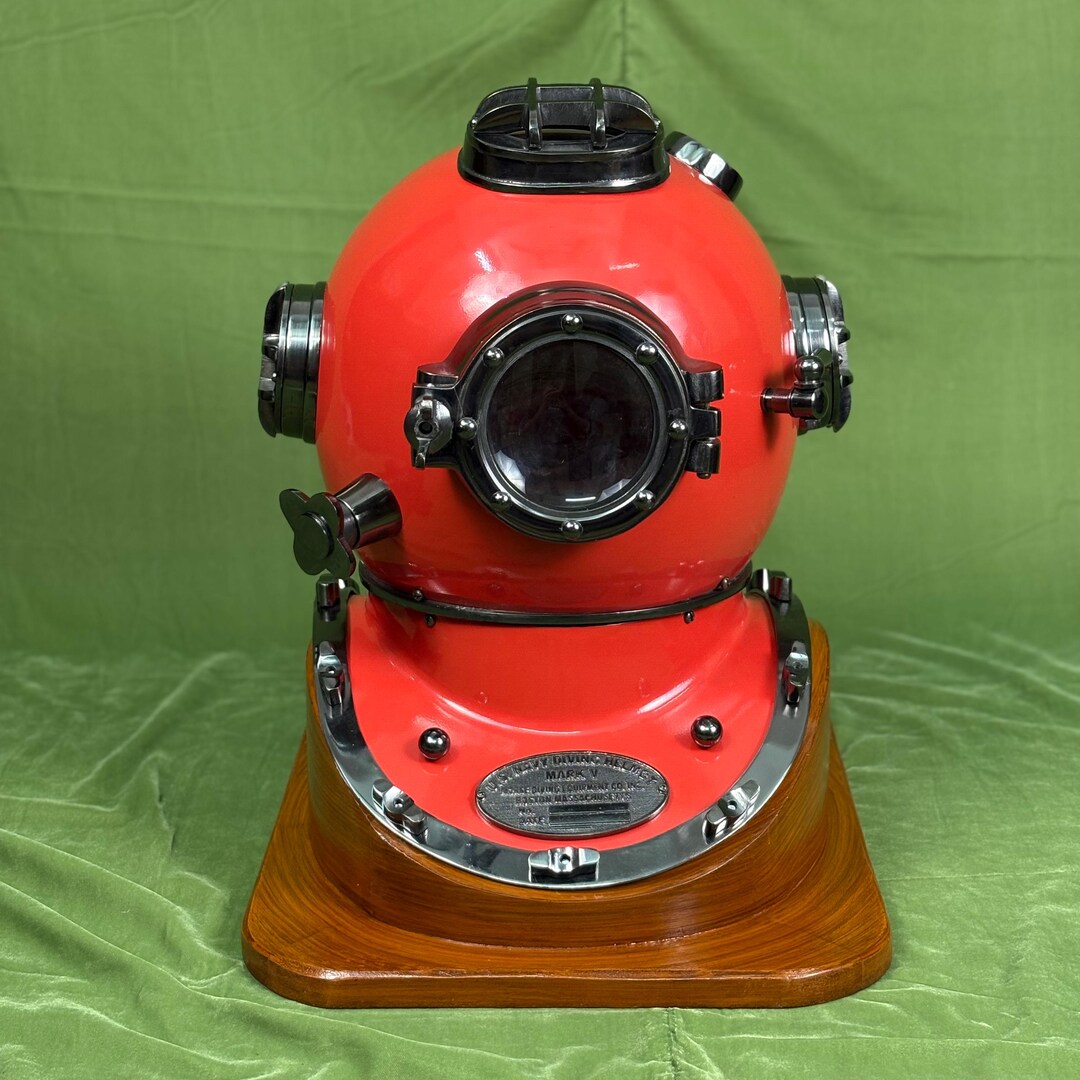 Red Deep-sea Diving Helmet | Nautical Marine Scuba Diver Helmet With ...