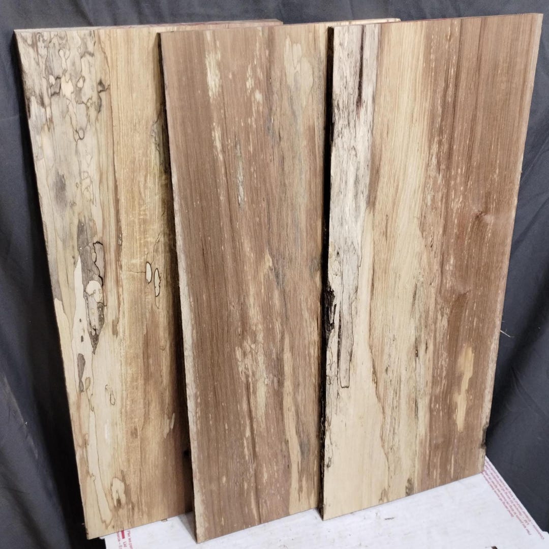 3 (three) Spalted Hickory Kiln Dried Boards 24 5/8