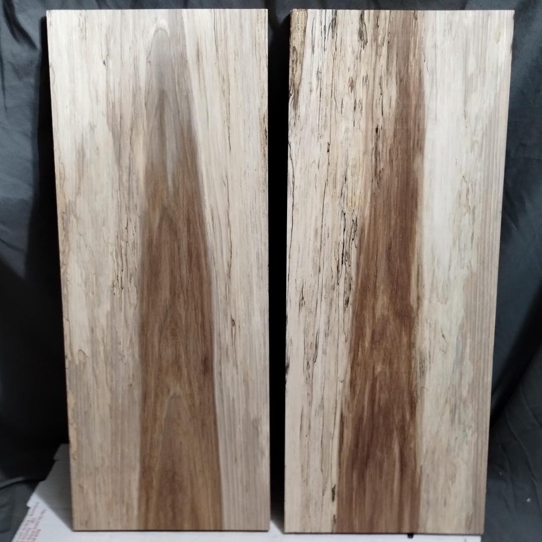 2 (two) Spalted Hickory Kiln Dried Boards (both Approximately 23 7/8
