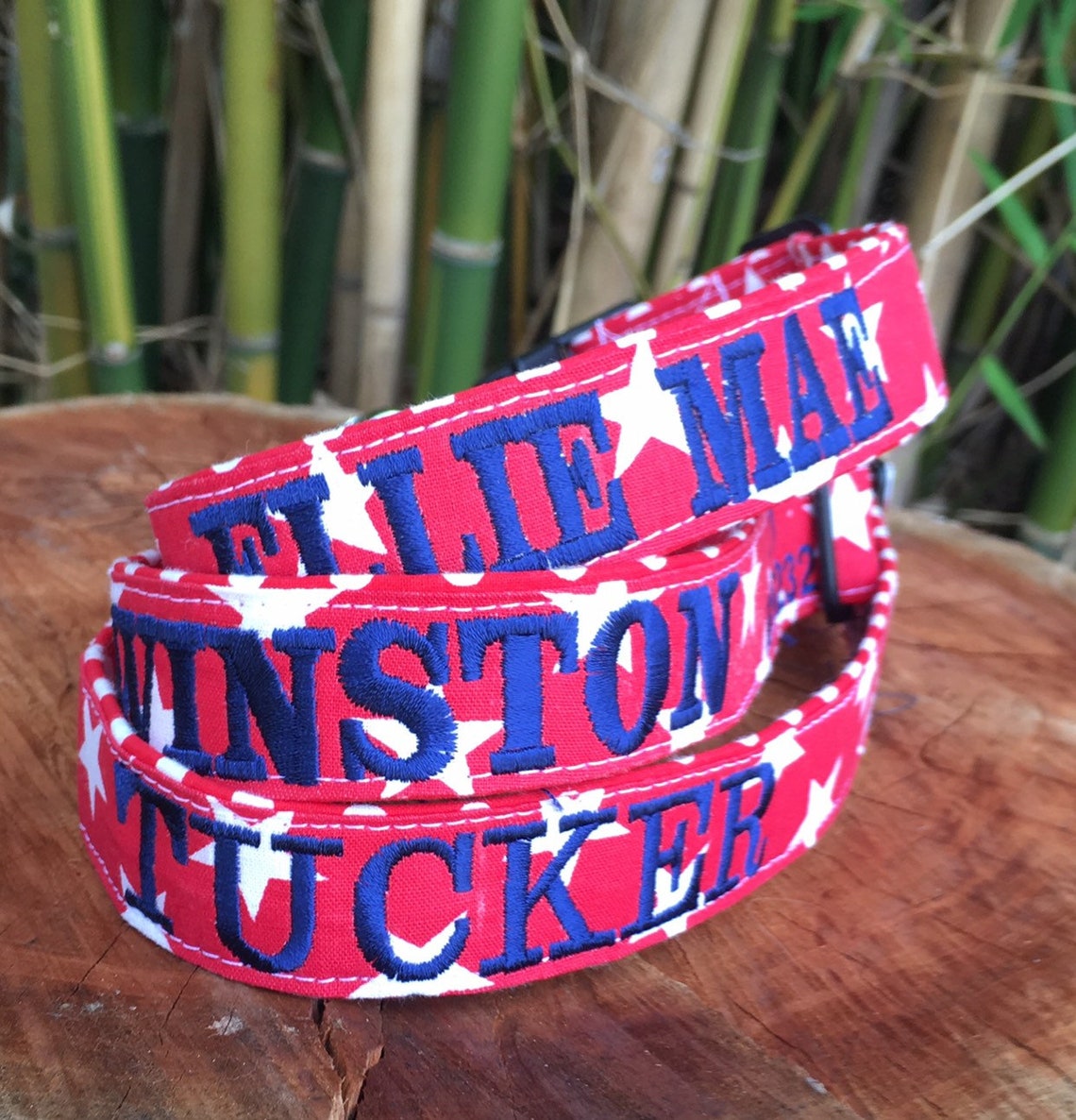 Red White Blue Dog Collar, Monogrammed Dog Collar,personalized Dog ...