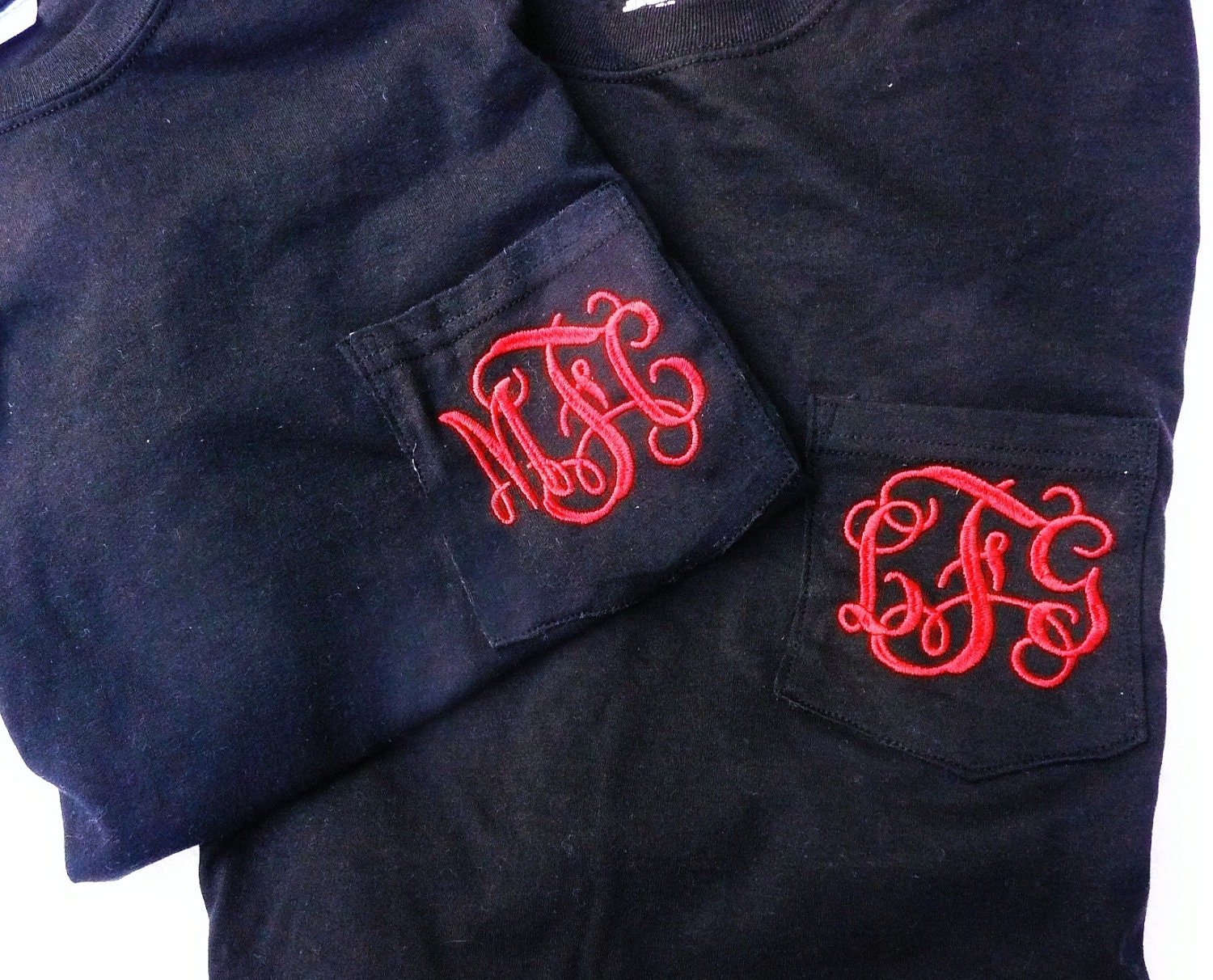 Monogrammed Pocket T-shirt Personalized Pocket T-shirt Long | Etsy
