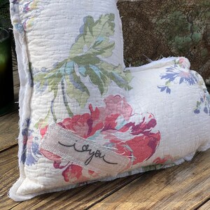 Valentine Heart Pillow, Upcycled Quilt Pillow, Love Message Pillow ...
