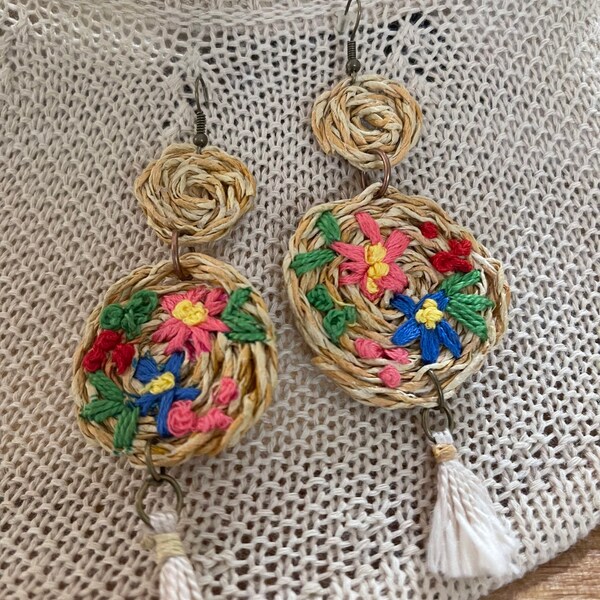 Embroidered Earrings - Etsy