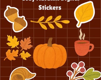 Cozy Autumn Digital Stickers, Digital Fall Sticker Pack for Planner and ...