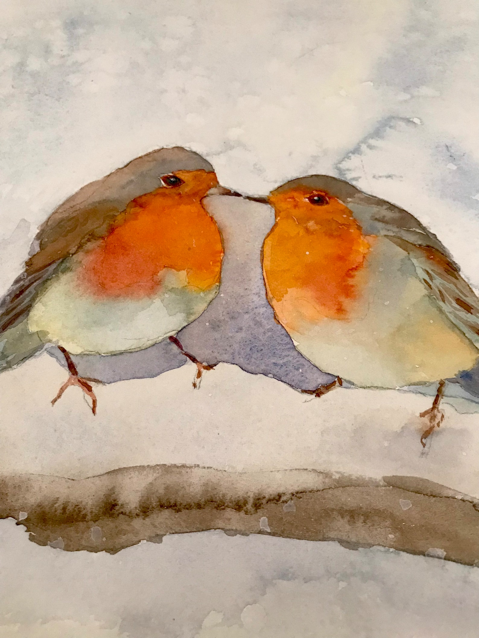 Robin Birds Painting , Winter Painting , Original Watercolor Painting ...