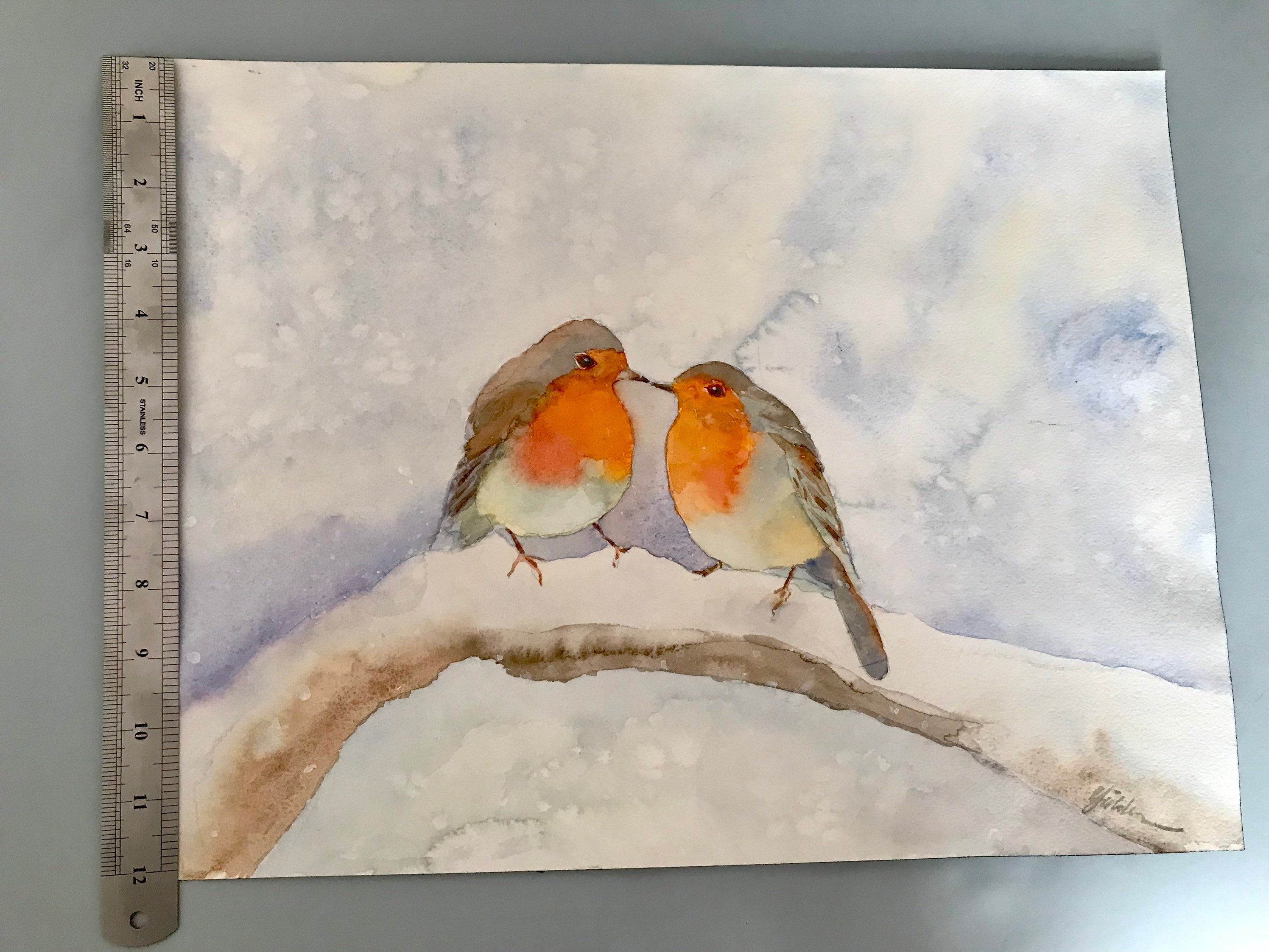 Robin Birds Painting , Winter Painting , Original Watercolor Painting ...