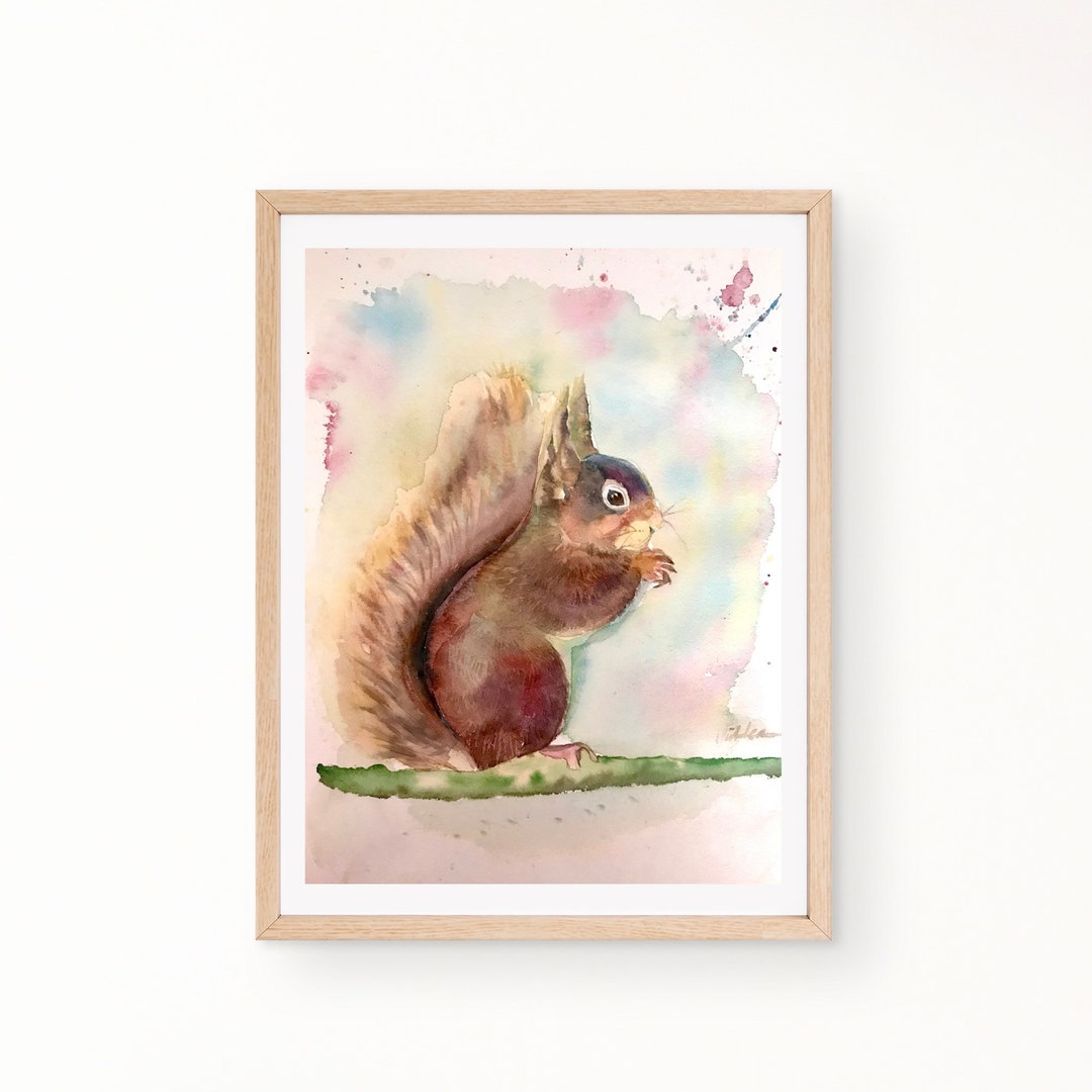 Red Squirrel, Watercolor Painting of a Squirrel, Original Squirrel Art ...