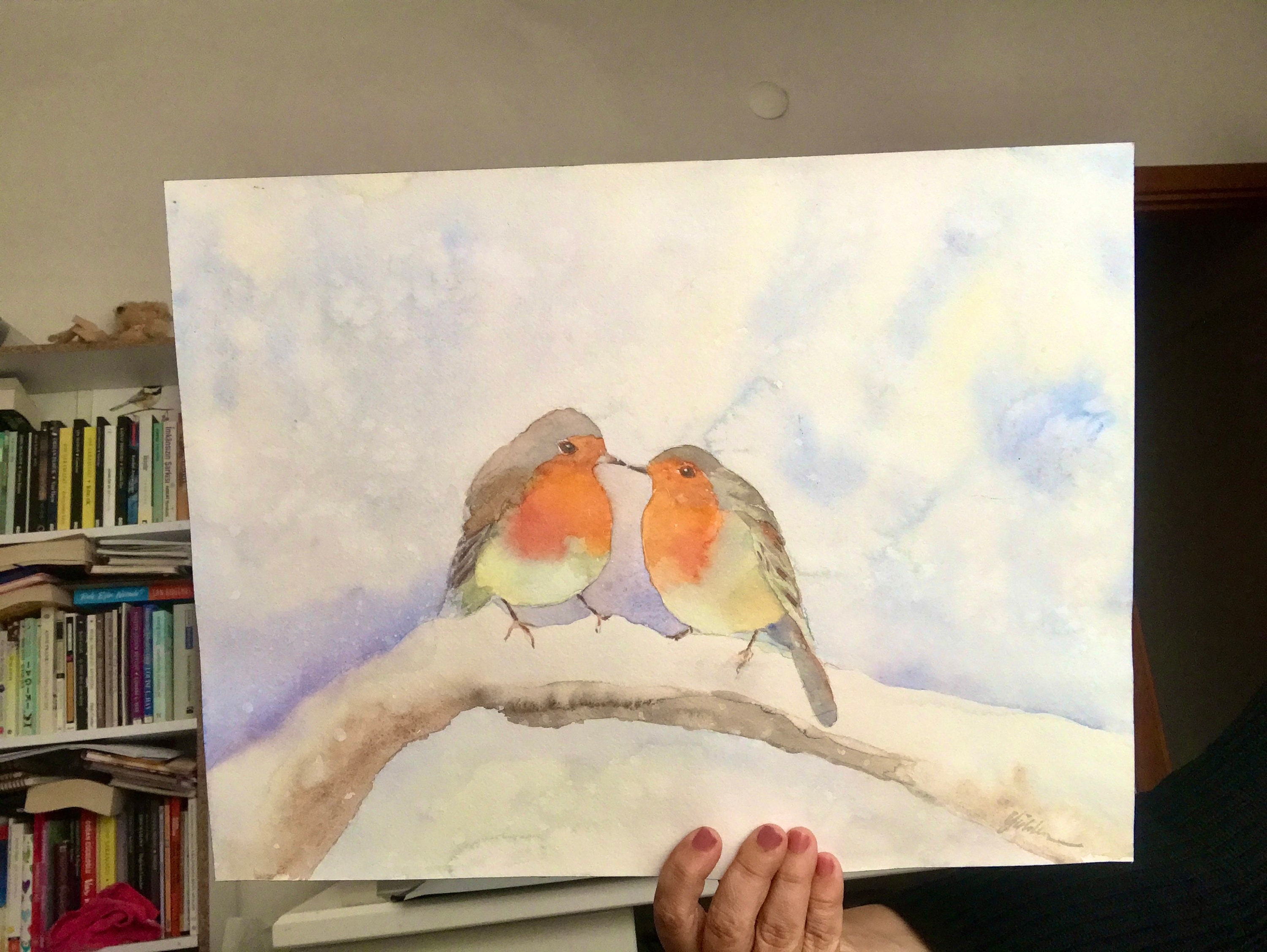 Robin Birds Painting , Winter Painting , Original Watercolor Painting ...