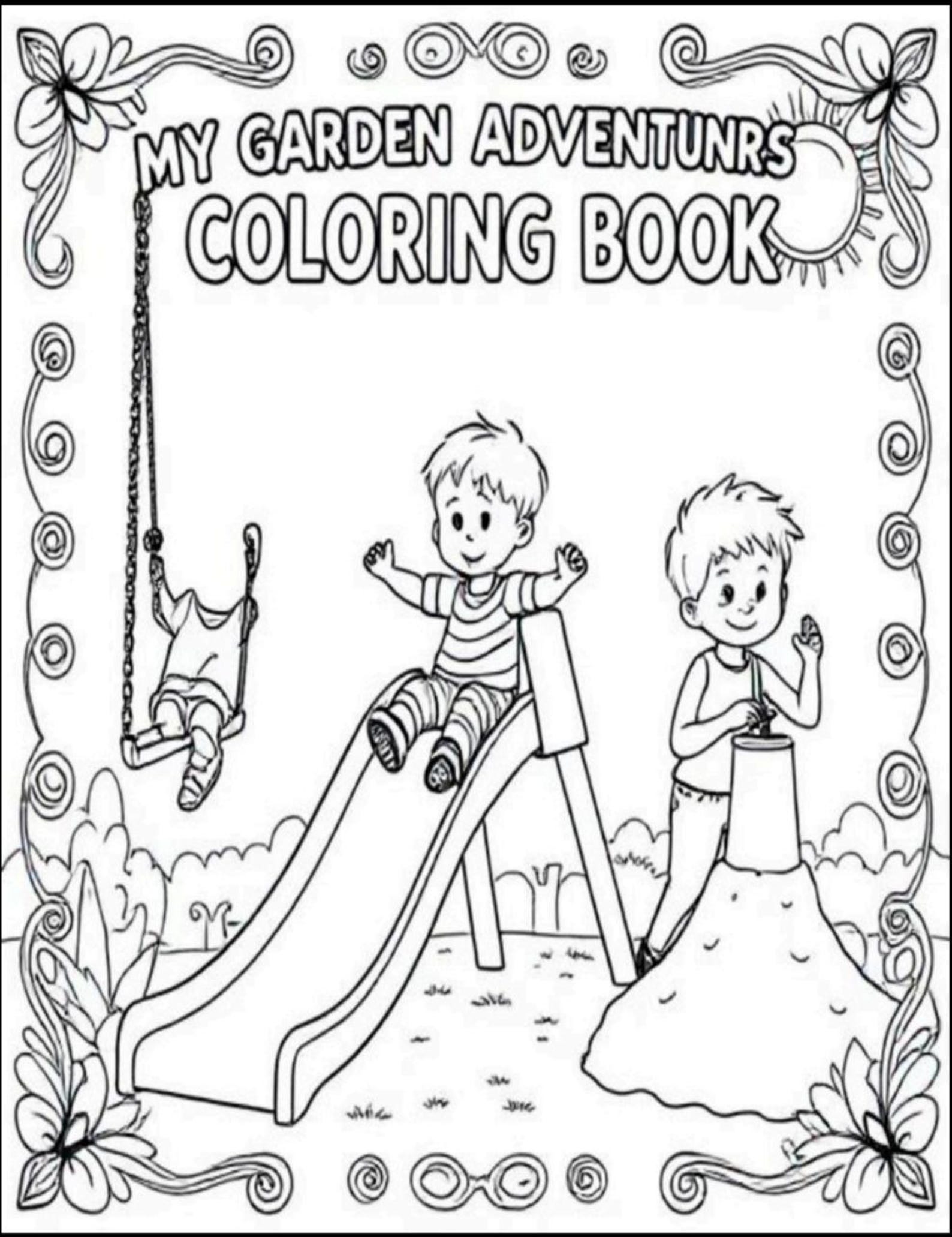Digital Coloring Book for Children My Garden Adventure Coloring Book ...