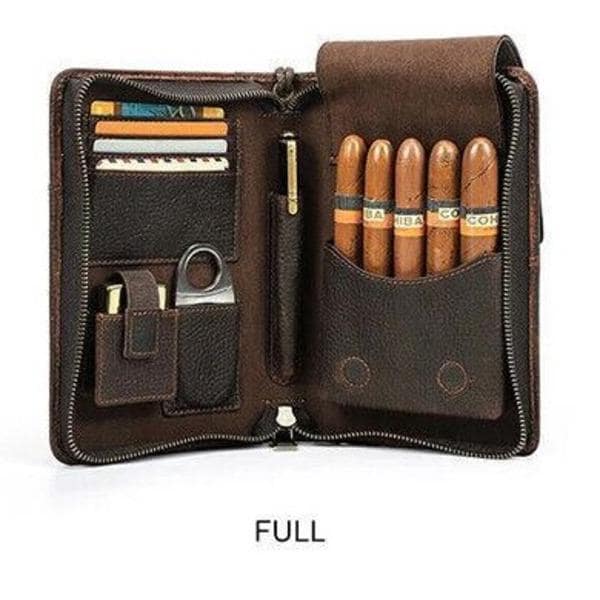 Leather Cigar Case, Handmade Leather Cigar Holder, Leather Cigar Box ...