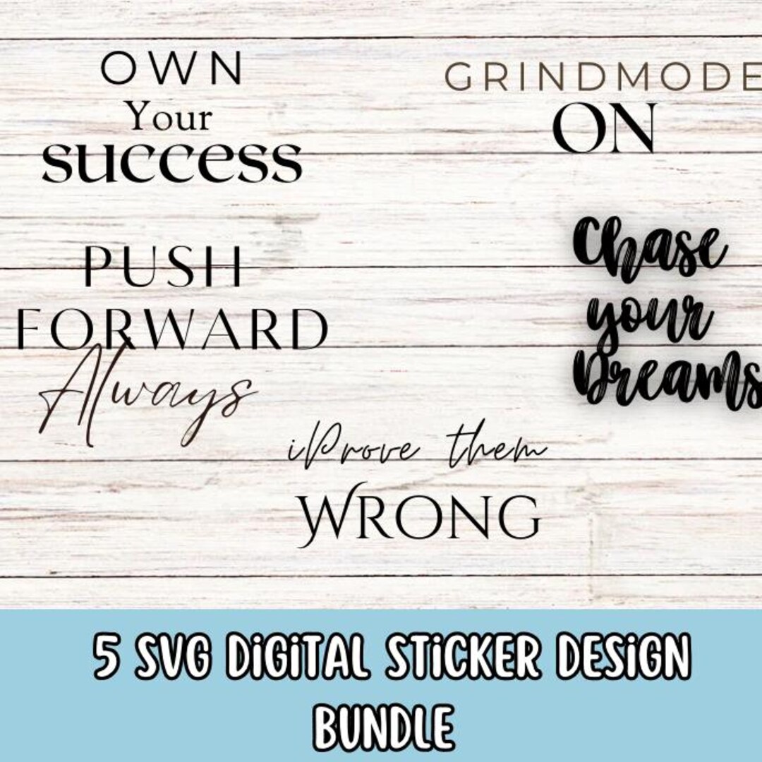 Motivational SVG Bundle | Hustle & Success Quotes | Digital Stickers ...