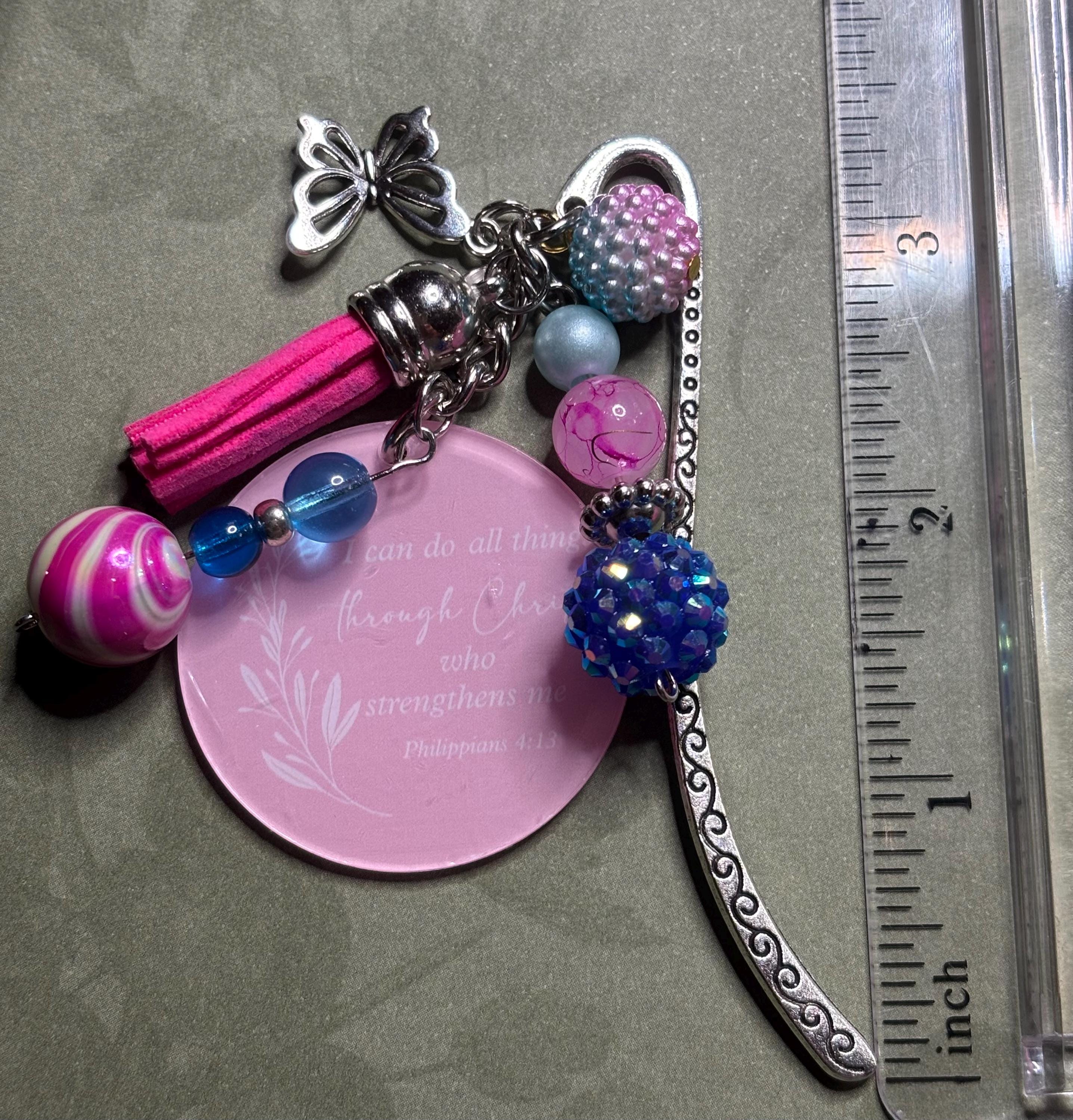 Butterfly Scripture Beaded Bookmark, Bible Bling, Junk Journal Charm ...